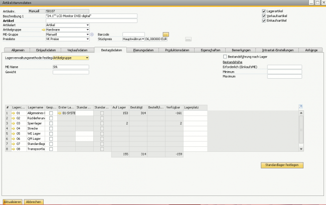 SAP Business One - master data